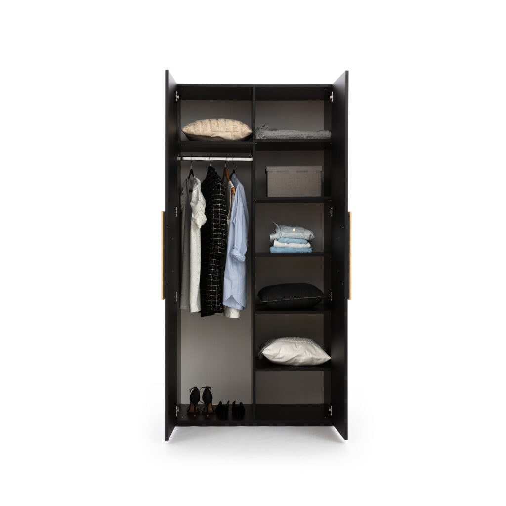 OVALO TWO-DOUBLE WARDROBE WITH ONE ROD AND SHELVES